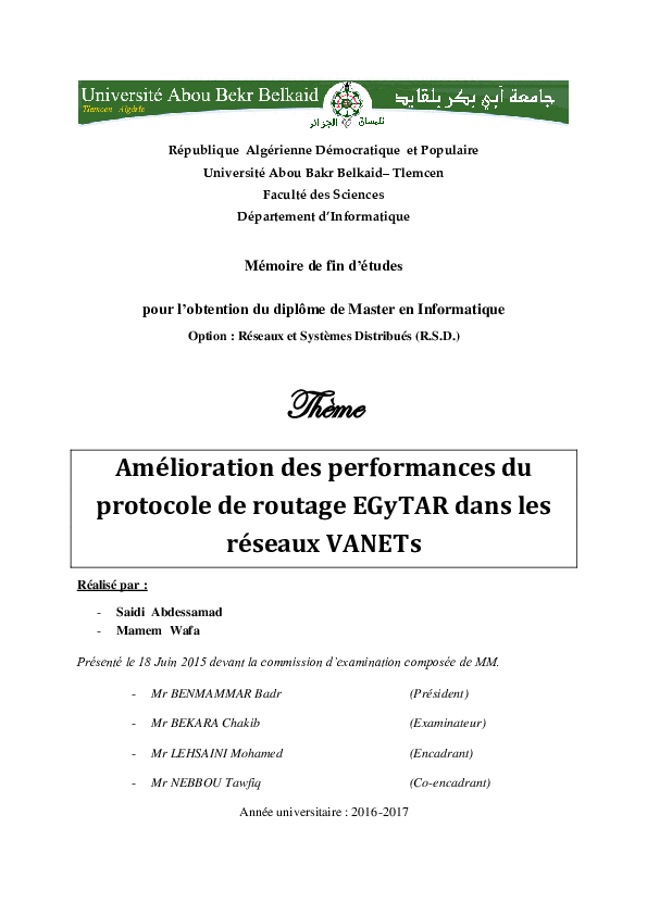 (PDF) République Algérienne Démocratique et Populaire Mémoire de fin d ...