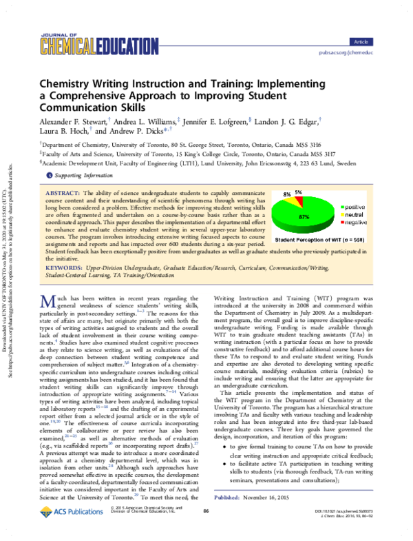 (PDF) Chemistry Writing Instruction and Training: Implementing a ...