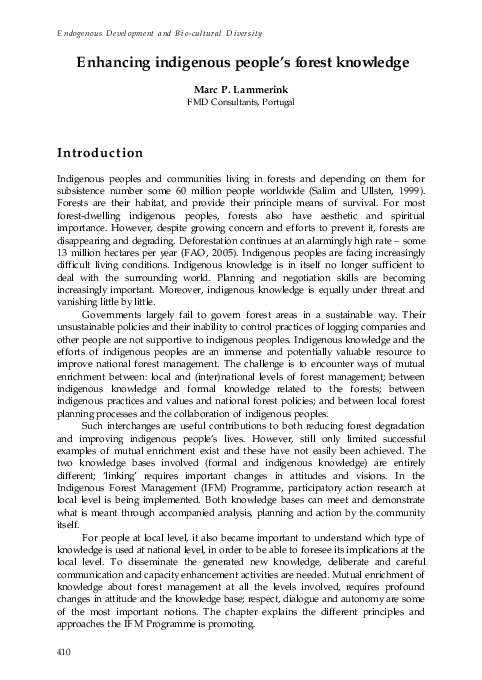 (PDF) Enhancing indigenous people's forest knowledge