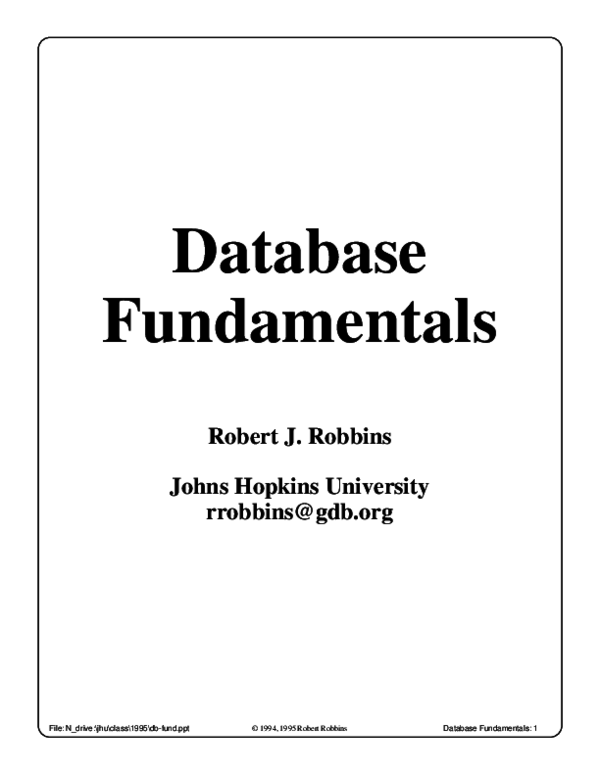 (PDF) Database Fundamentals