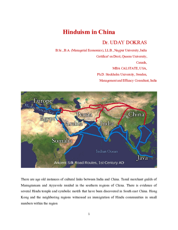 (DOC) The forgotten history of Hinduism in China