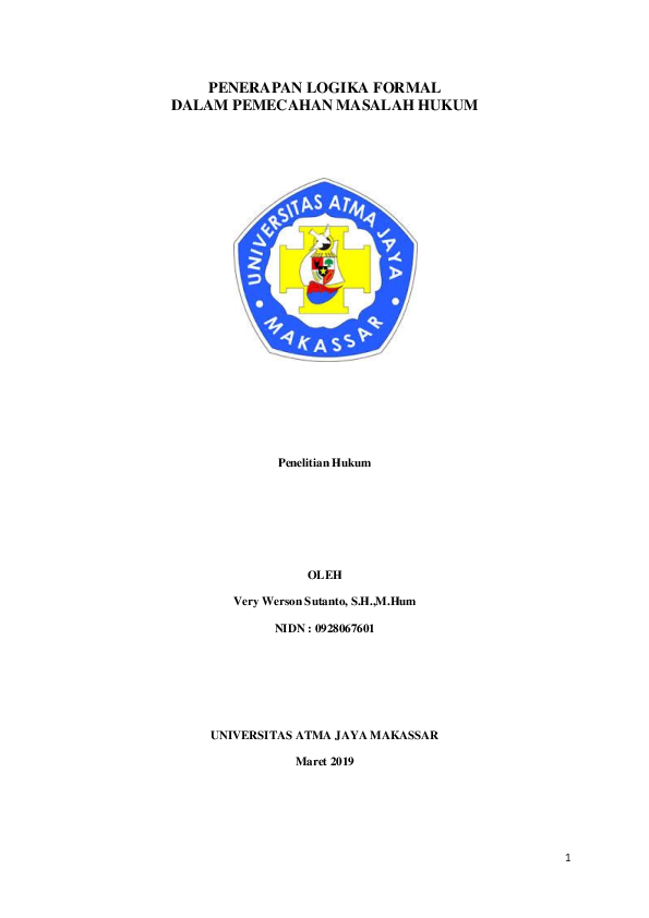 Pdf Penerapan Logika Formal Dalam Pemecahan Masalah Hukum Very Werson 