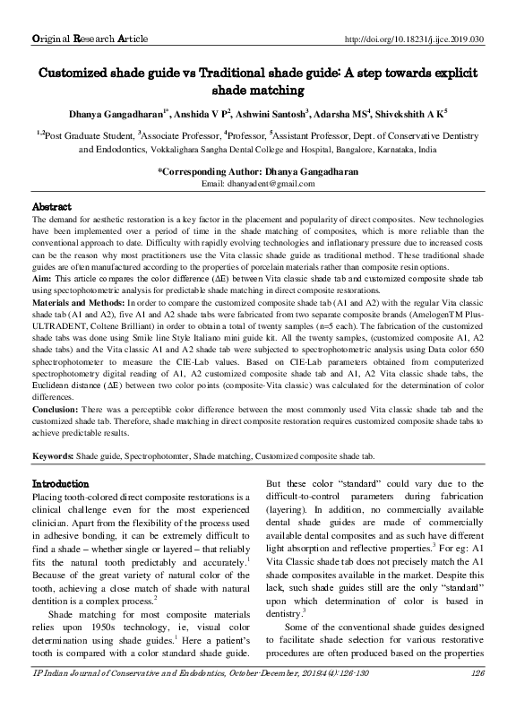 (PDF) Customized shade guide vs Traditional shade guide: A step towards ...
