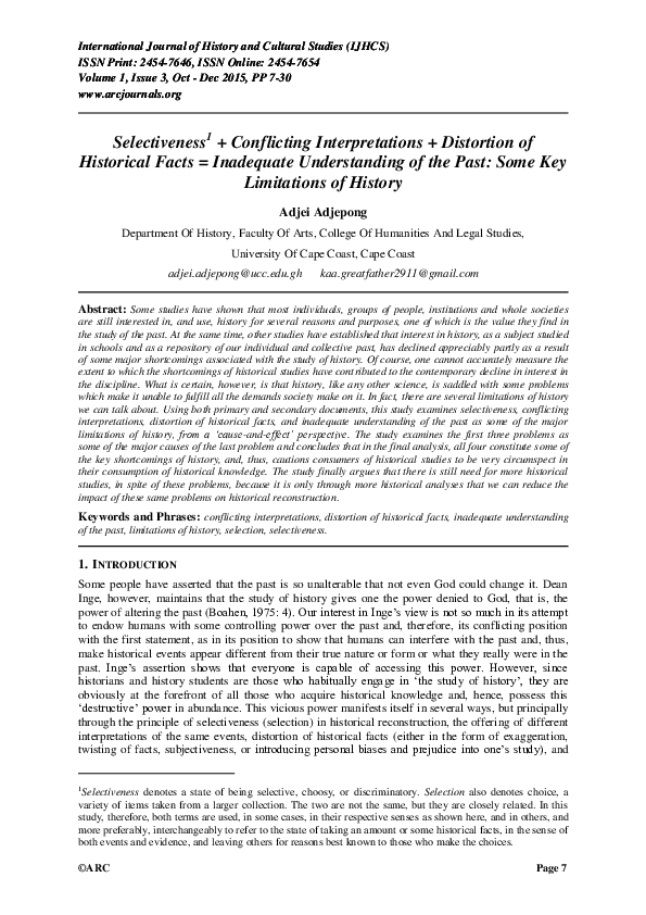 (PDF) Selectiveness 1 + Conflicting Interpretations + Distortion of ...