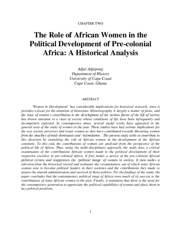(PDF) The Role of African Women in the Political Development of Pre ...