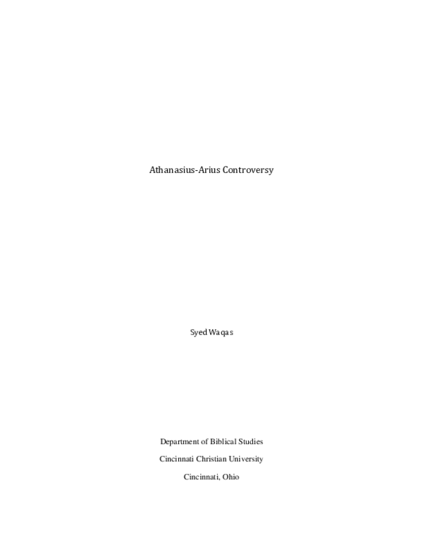 (PDF) Athanasius-Arius Controversy