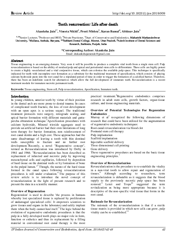 (PDF) Tooth resurrection: Life after death