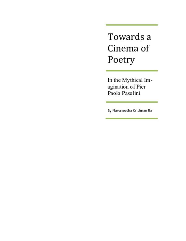 (PDF) Towards a Cinema of Poetry - In the Mythical Imagination of Pier ...