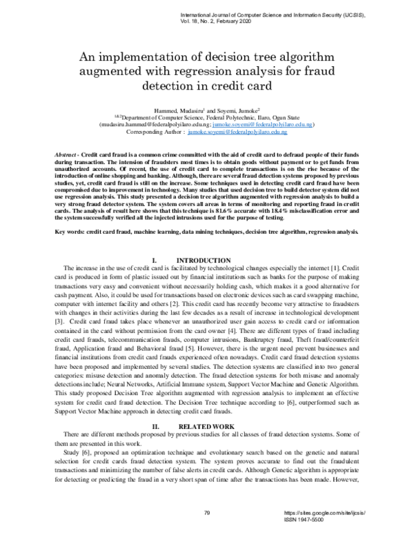 (PDF) An Implementation of Decision Tree Algorithm Augmented with ...