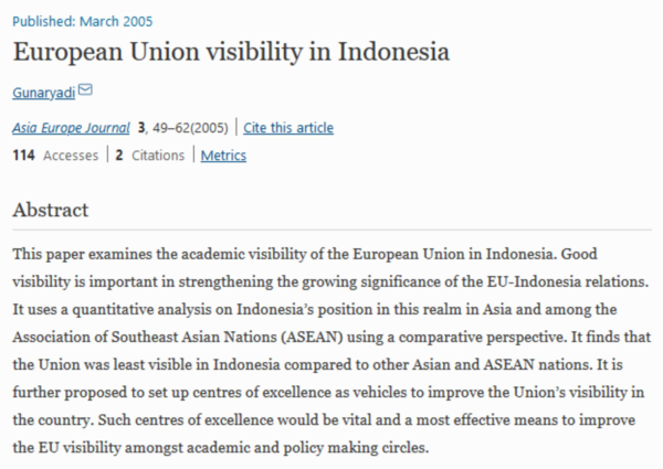 (PDF) European Union visibility in Indonesia