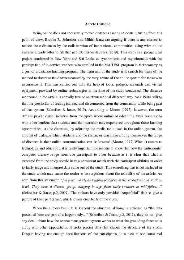 (DOC) Article Critique