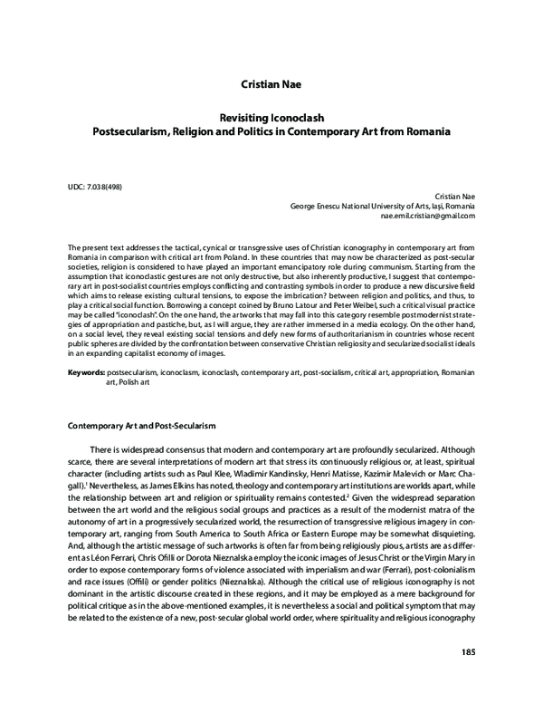 (PDF) Iconoclash in Romanian Contemporary Art