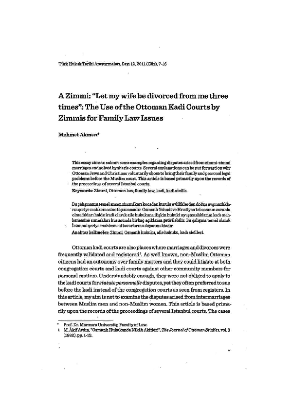 (PDF) A Zimmi: "Let my wife be divorced from me three times": The Use ...