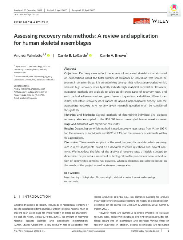 (PDF) Assessing recovery rate methods: A review and application for ...