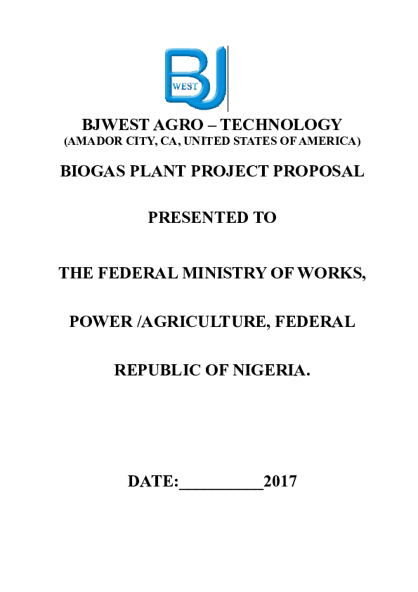 (DOC) BIOGAS PLANT PROPOSAL