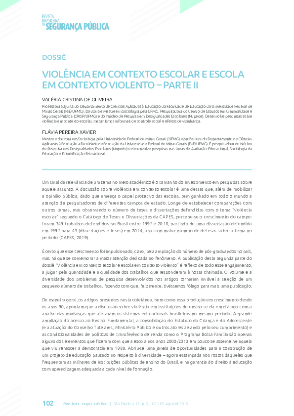 (PDF) Violência em contexto escolar e escola em contexto violento ...