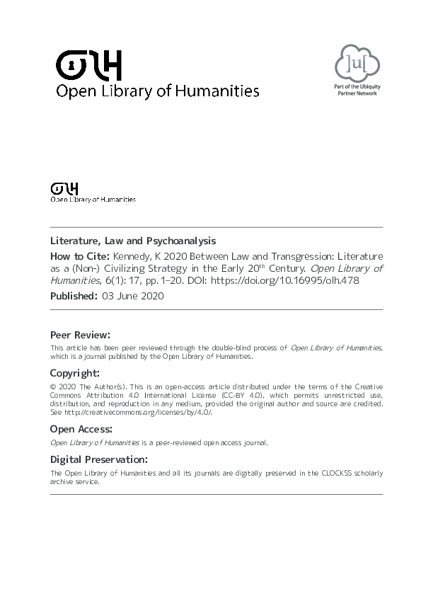 (PDF) Between Law and Transgression: Literature as a (Non-) Civilizing ...