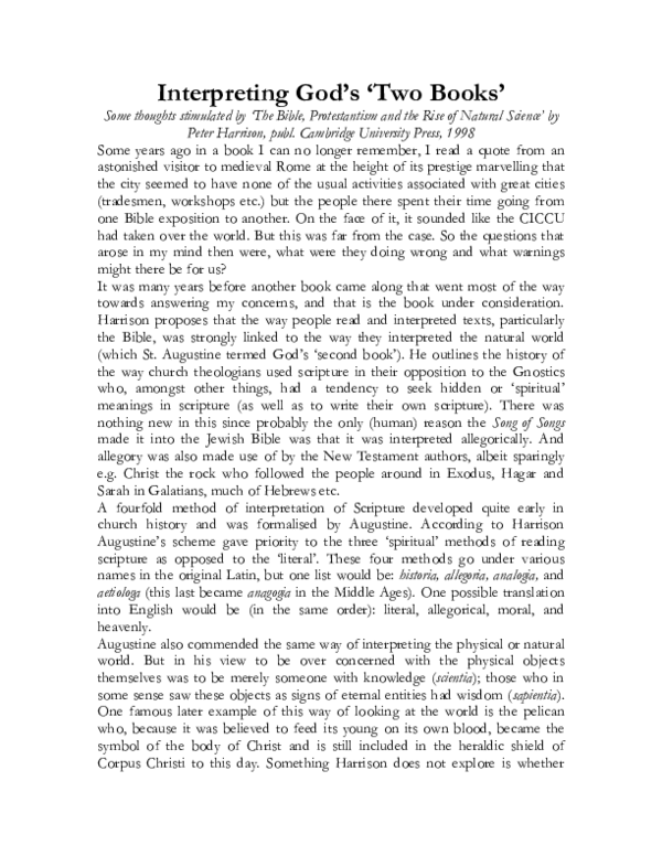 (PDF) Interpreting God's 'Two Books' | Stephen Walley - Academia.edu