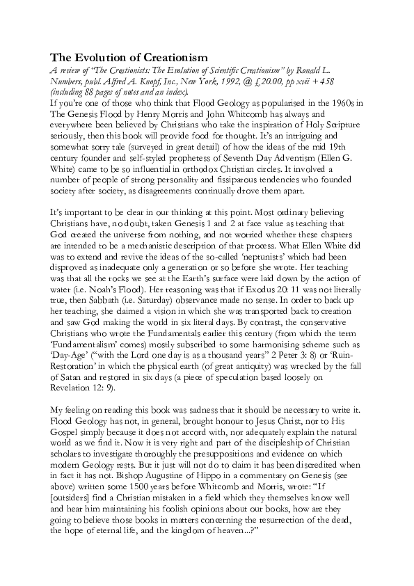 (PDF) The Evolution of Creationism