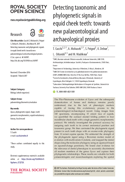 (PDF) Detecting taxonomic and phylogenetic signals in equid cheek teeth ...