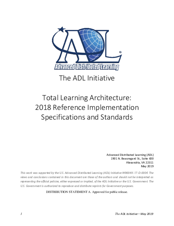 (PDF) The ADL Initiative Total Learning Architecture: 2018 Reference ...