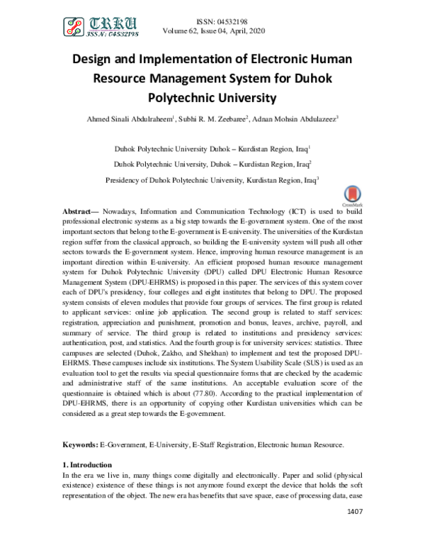 (PDF) Design and Implementation of Electronic Human Resource Management ...