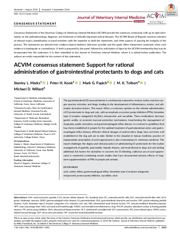 (PDF) ACVIM consensus statement: Support for rational administration of ...