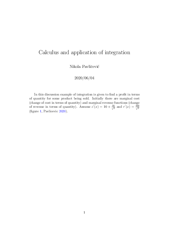 (PDF) Calculus and application of integration