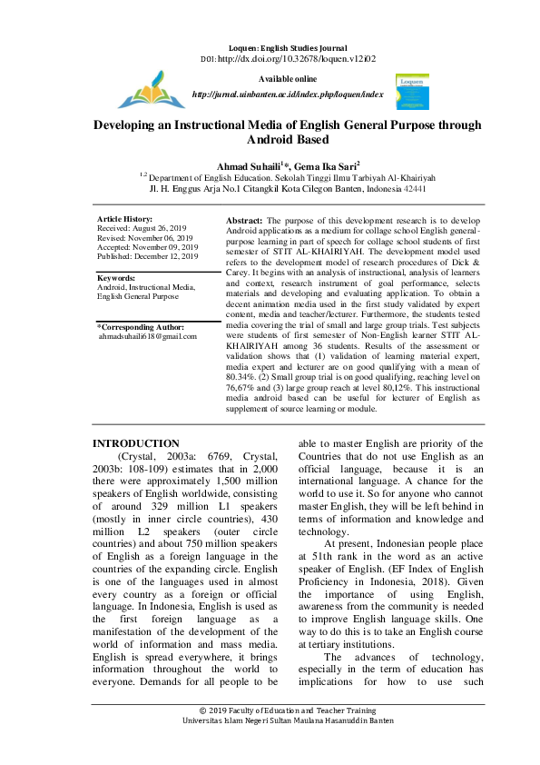 (PDF) Developing an Instructional Media of English General Purpose ...