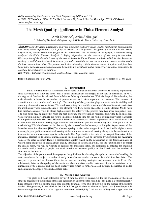 Pdf The Mesh Quality Significance In Finite Element Analysis 