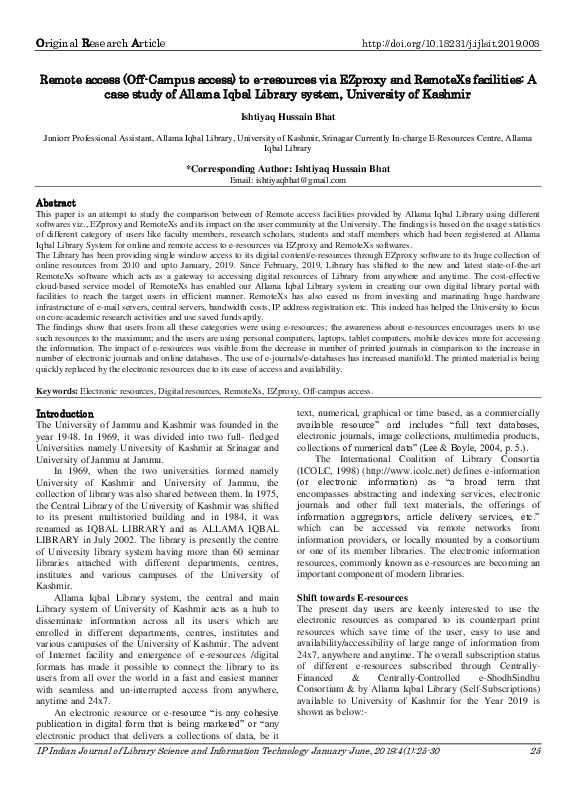 (PDF) Remote access (Off-Campus access) to e-resources via EZproxy and ...