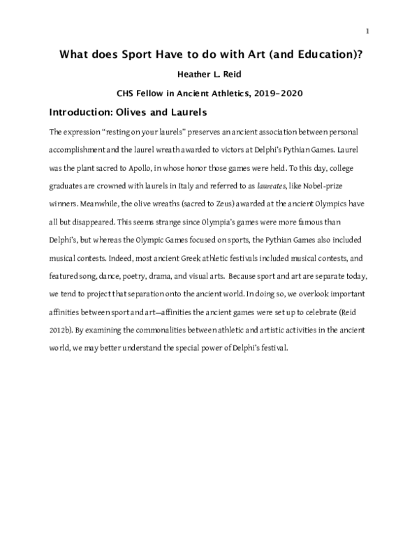 (PDF) What does Sport Have to do with Art (and Education)?