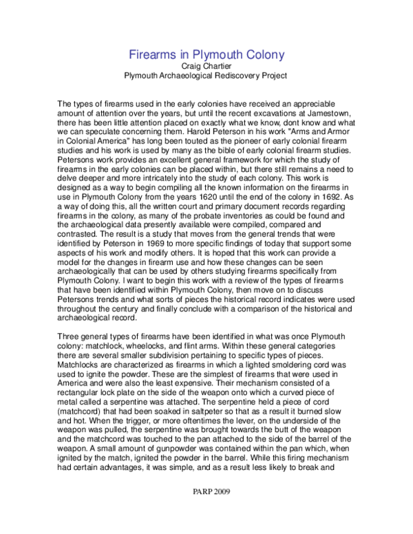 (PDF) Firearms in Plymouth Colony