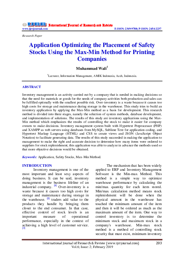 (PDF) Application Optimizing the Placement of Safety Stocks Using the ...