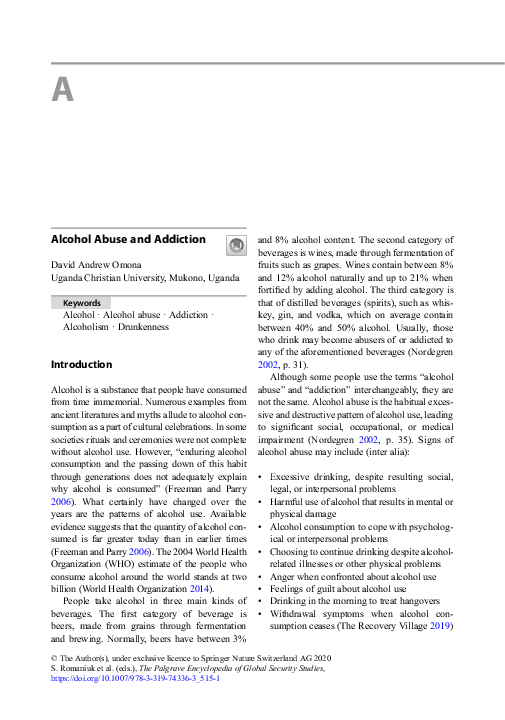(PDF) A Alcohol Abuse and Addiction
