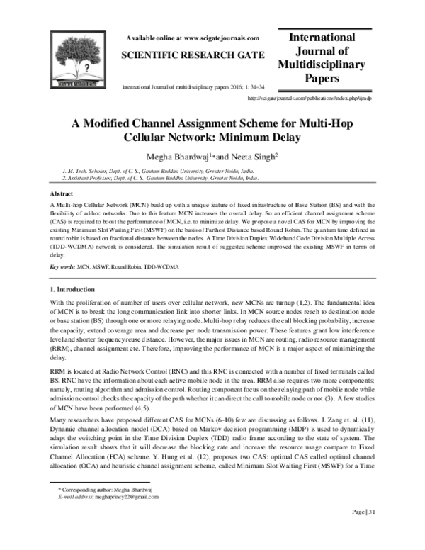 (PDF) International Journal of Multidisciplinary Papers A Modified Channel Assignment Scheme for ...