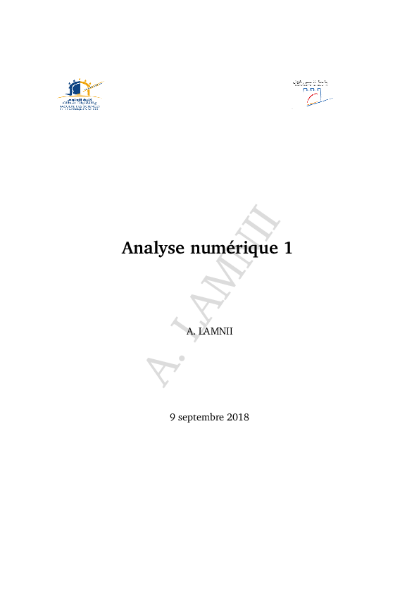 (PDF) A . L A M N I I Analyse numérique 1