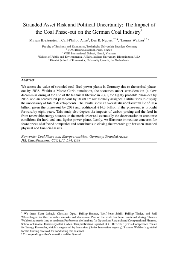 (PDF) Stranded Asset Risk and Political Uncertainty: The Impact of the ...