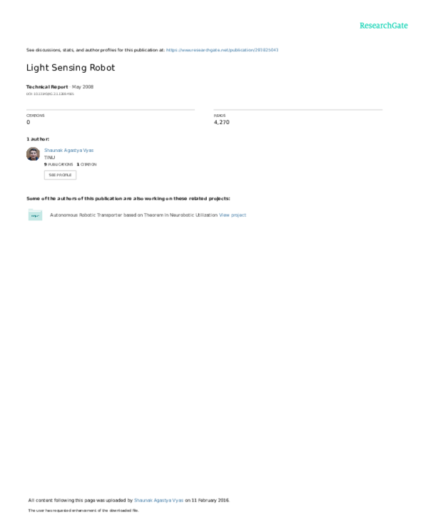 (PDF) Light Sensing Robot (PDF) Light Sensing Robot