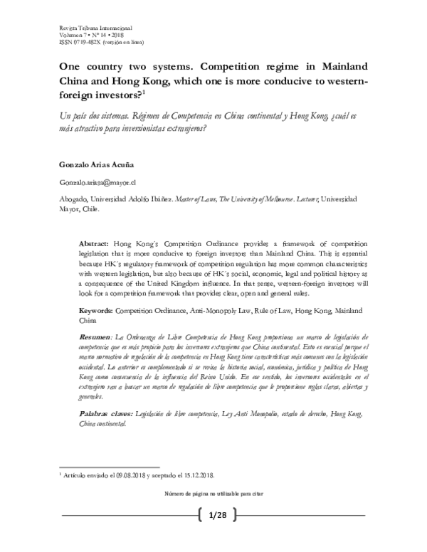 (PDF) One country two systems. Competition regime in Mainland China and ...