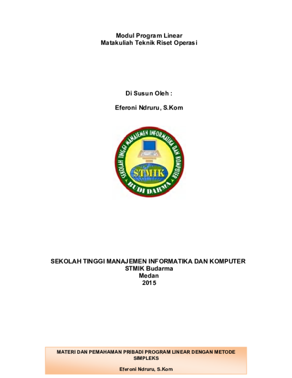 (PDF) MATERI DAN PEMAHAMAN PRIBADI PROGRAM LINEAR DENGAN METODE ...
