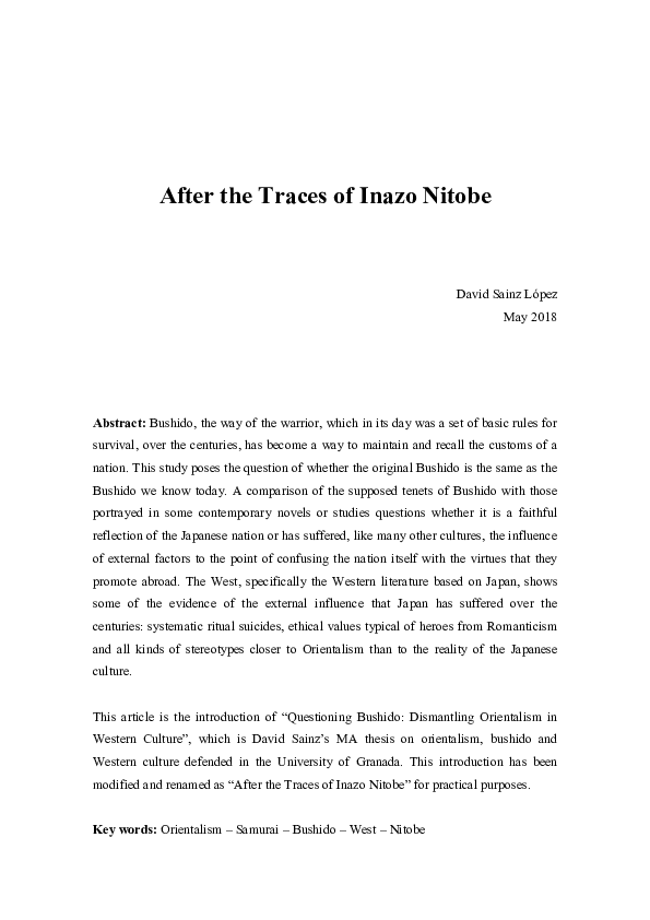 (PDF) After the Traces of Inazo Nitobe (English version)