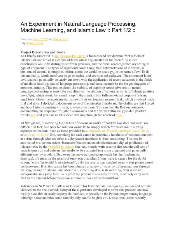 (PDF) An Experiment in Natural Language Processing, Machine Learning ...