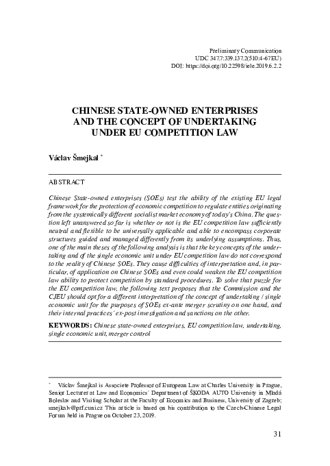 (PDF) CHINESE STATE-OWNED ENTERPRISES AND THE CONCEPT OF UNDERTAKING ...