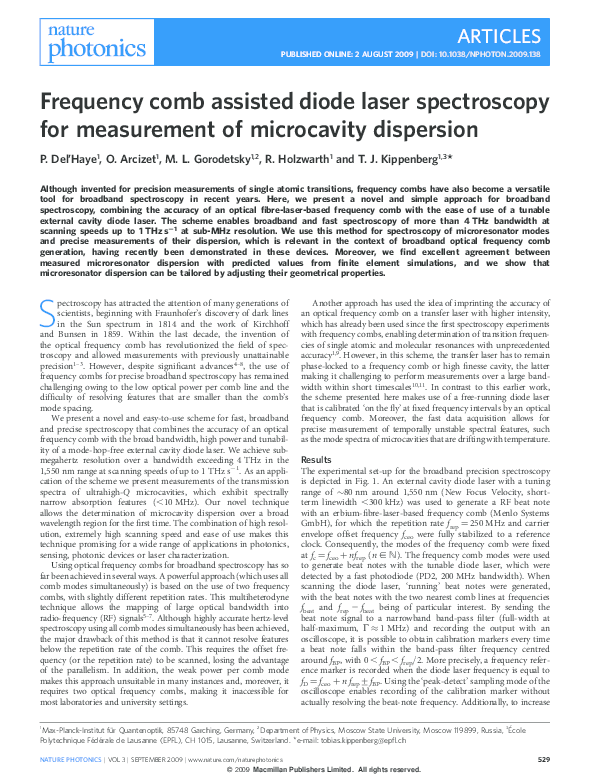 (PDF) Frequency comb assisted diode laser spectroscopy for measurement ...