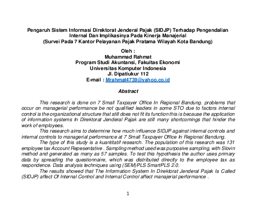 (PDF) Pengaruh Sistem Informasi Direktorat Jenderal Pajak (SIDJP ...