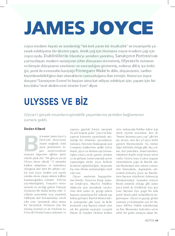 (PDF) Declan Kiberd - Ulysses ve Biz (Notos 64)