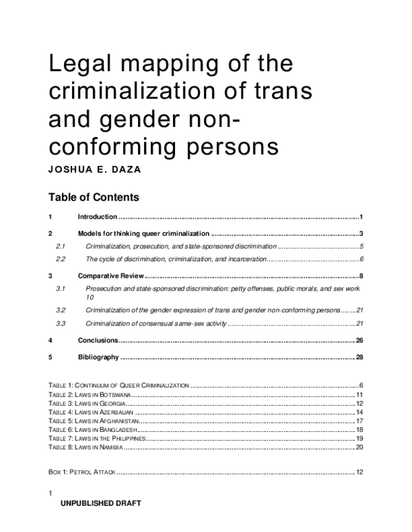 (PDF) Legal mapping of the criminalization of trans and gender non ...