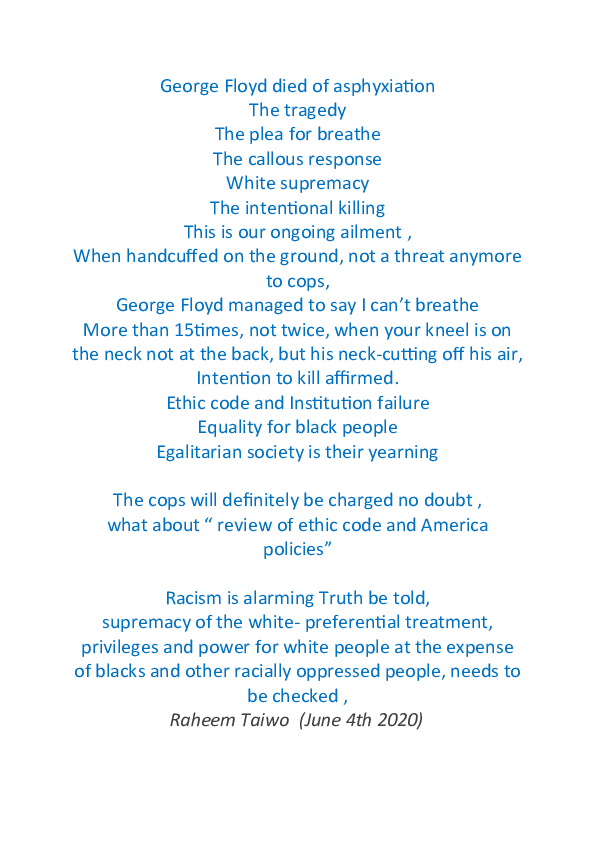 (DOC) Poem on george floyd copy