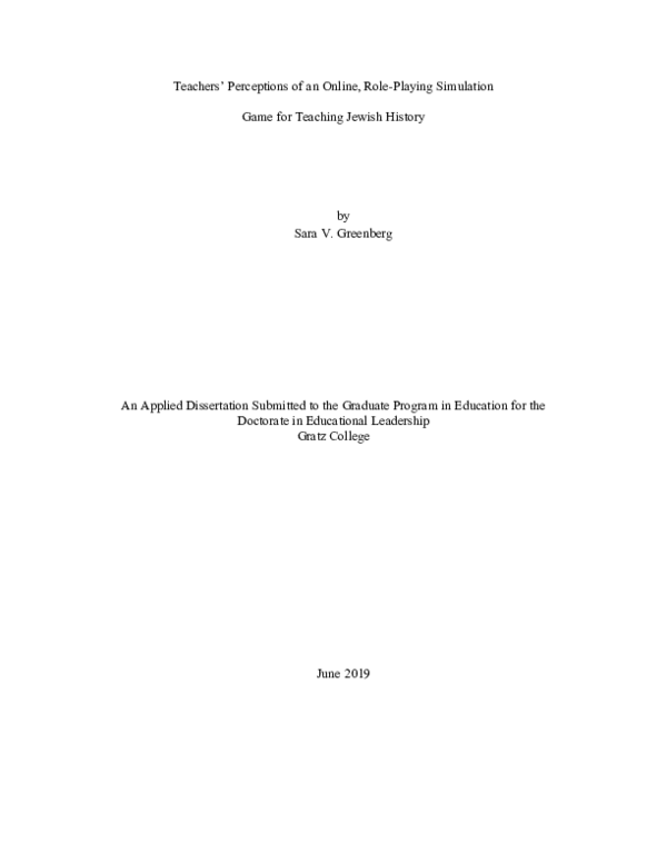 (DOC) Teachers’ Perceptions of an Online, Role-Playing Simulation Game ...
